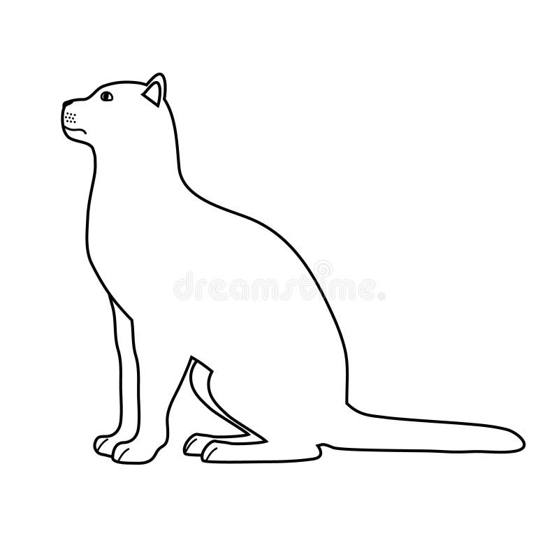 Vector Flat Hand Drawn Outline Cat Stock Vector - Illustration of logo ...