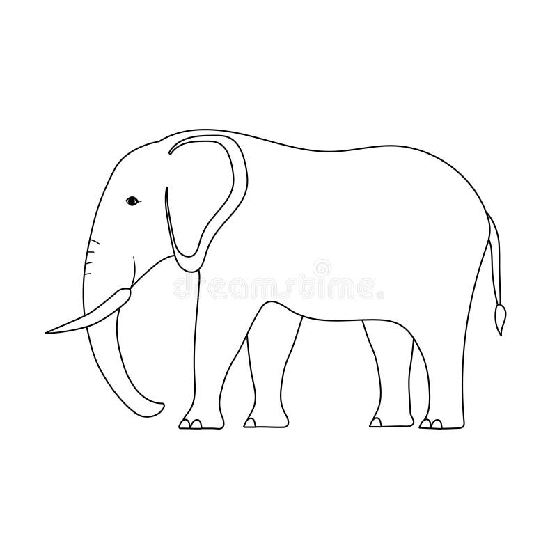 Vector Flat Hand Drawn Outline Elephant Stock Vector - Illustration of ...