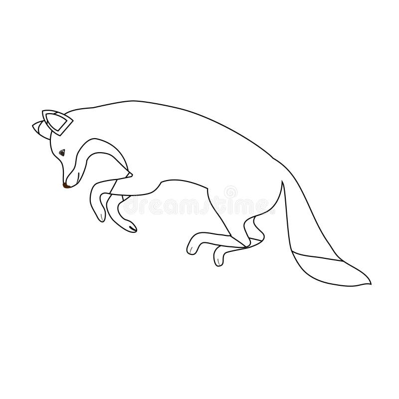 Vector Flat Hand Drawn Outline Jumping Fox Stock Vector - Illustration ...