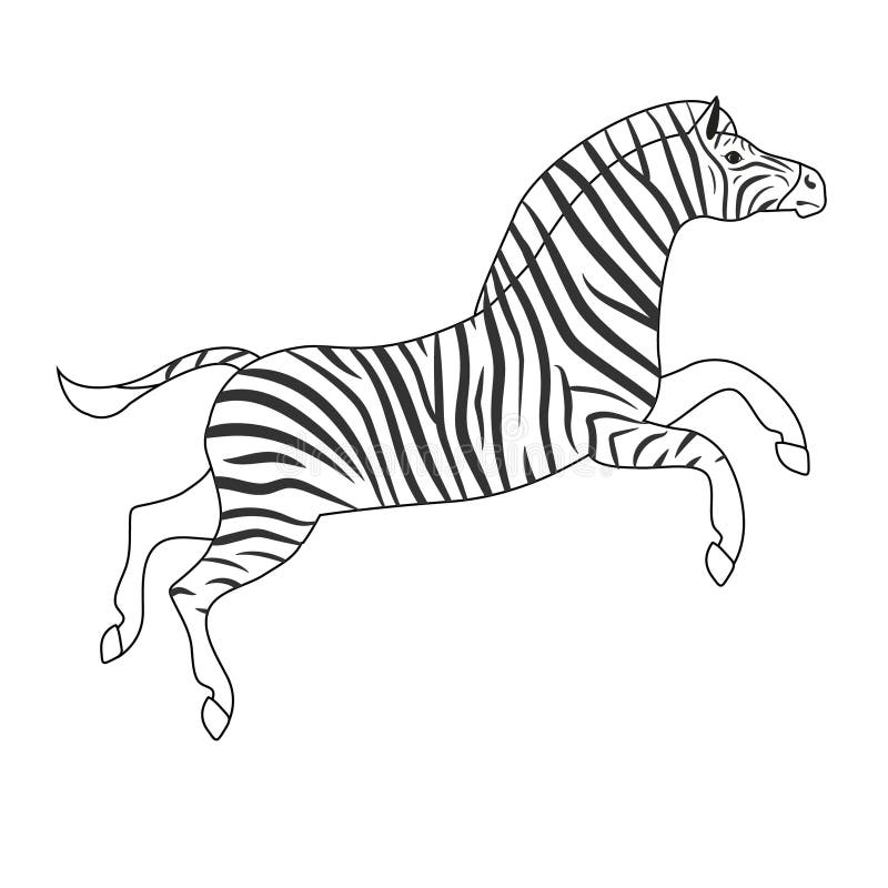 Vector Flat Hand Drawn Outline Jumping Zebra Stock Vector ...
