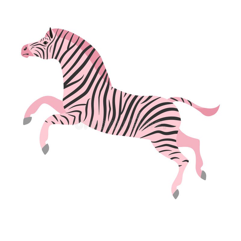 Vector Flat Hand Drawn Pink Jumping Zebra Stock Vector - Illustration ...