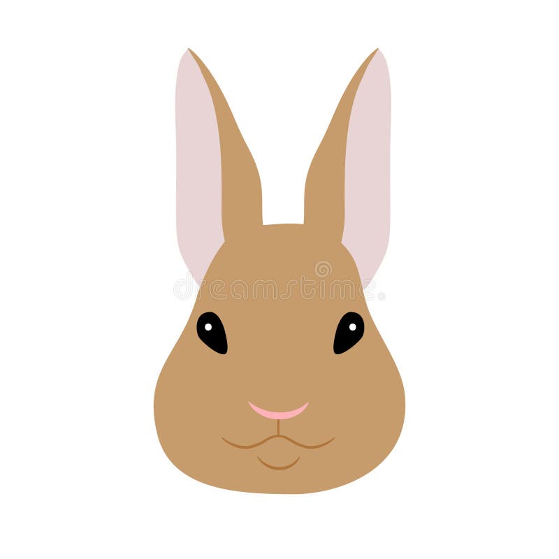 Vector Flat Hand Drawn Rabbit Bunny Face Stock Vector - Illustration of ...