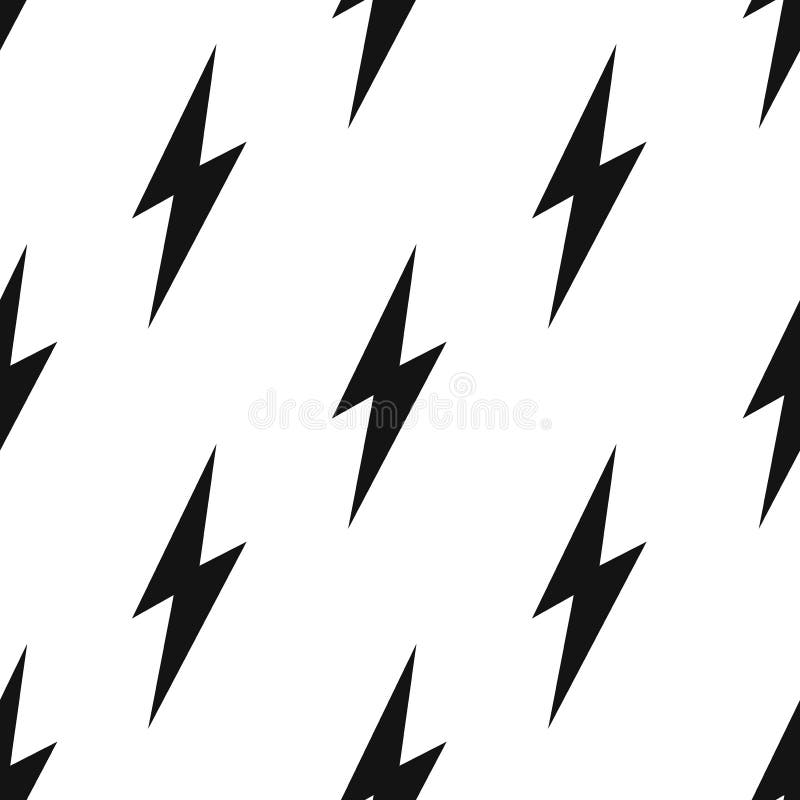 Vector Flat Hand Drawn Seamless Pattern with Lightning. Flat Vector ...