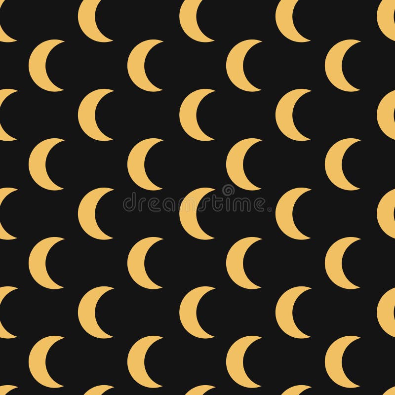 Vector Flat Hand Drawn Seamless Pattern with Moon, Crescent. Flat ...