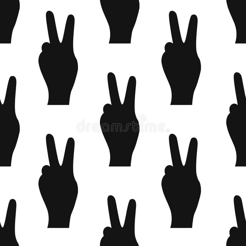 Vector Flat Hand Drawn Seamless Pattern with Pacific, Peace Gesture ...