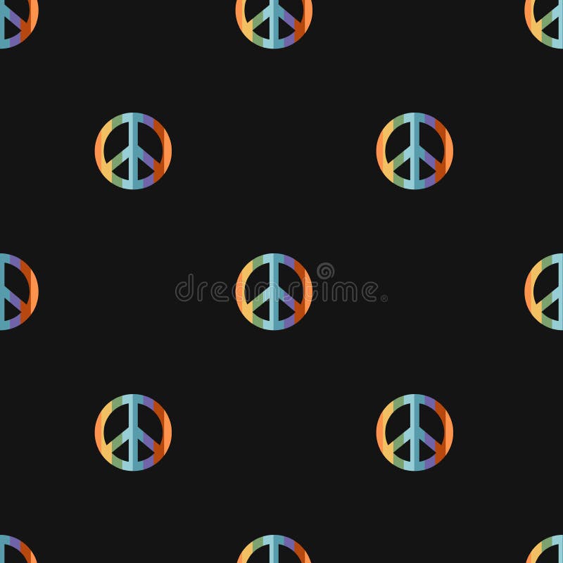 Vector Flat Hand Drawn Seamless Pattern with Pacific, Peace Symbol ...