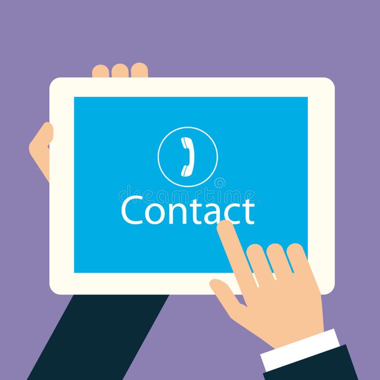 Vector Flat Hand Touch Contact on Tablet Device Stock Vector ...