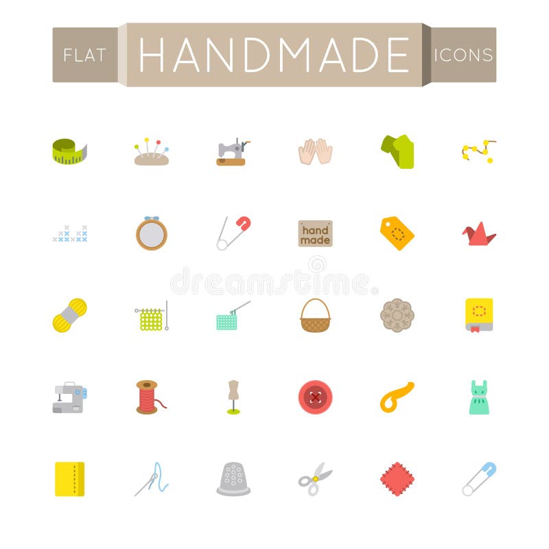 Vector Flat Handmade Icons stock vector. Illustration of embroidery ...