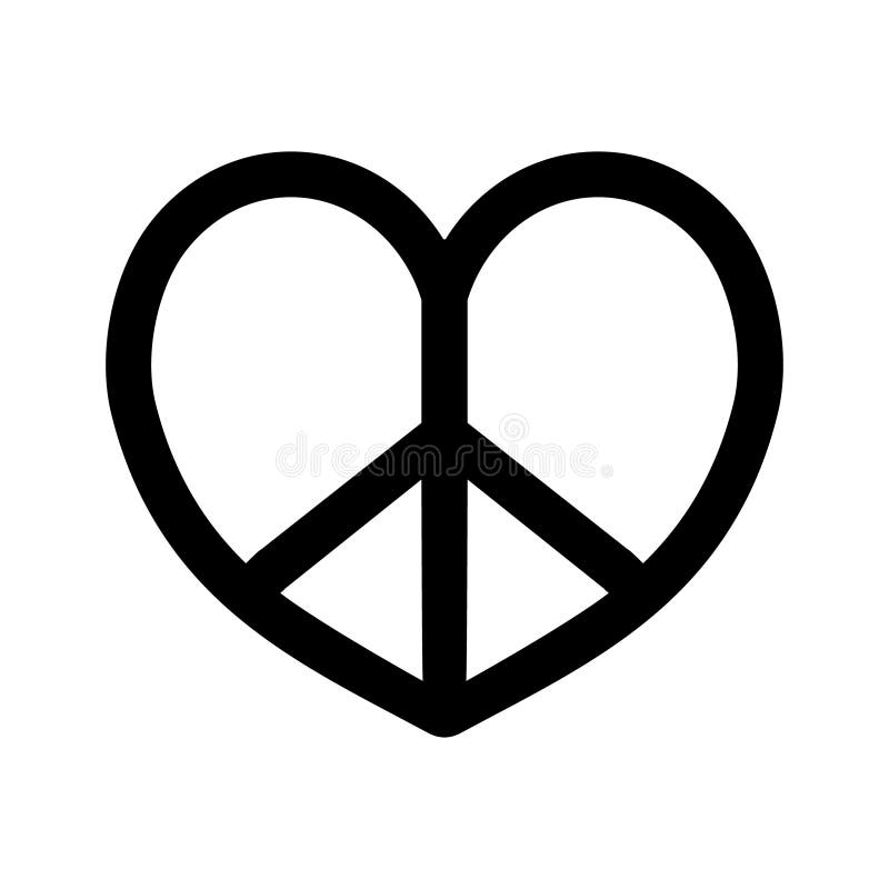 Vector Flat Heart Peace Sign Stock Vector - Illustration of decorative ...