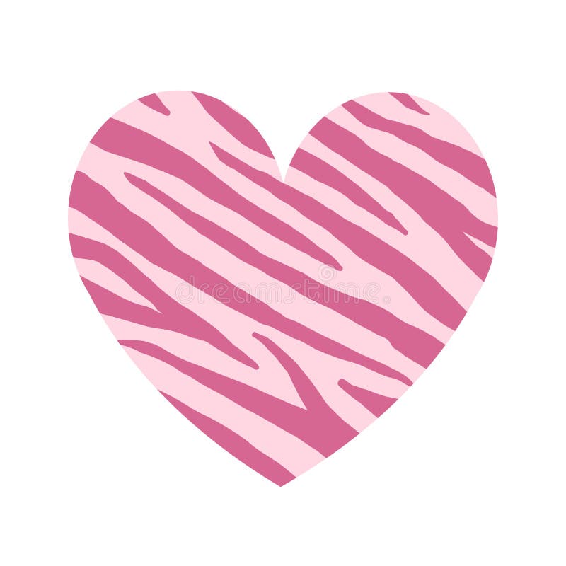 Vector Flat Heart with Pink Zebra Stripes Print Stock Vector ...