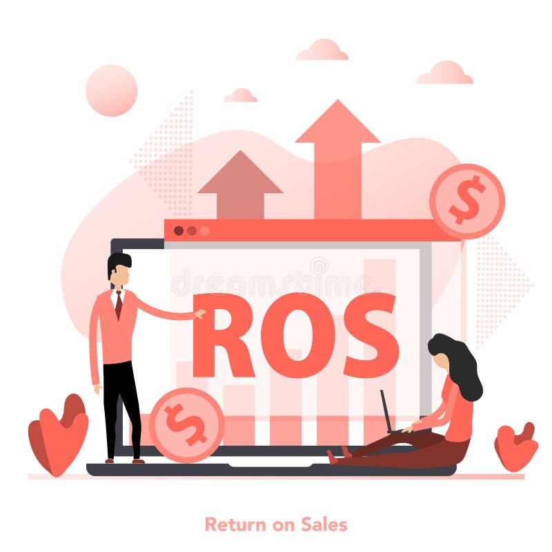 Return on Sales Ros Concept with Icon Set with Big Word or Text on ...