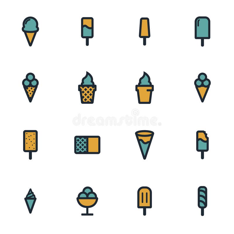 Vector Flat Ice Cream Icons Set Stock Illustration - Illustration of ...