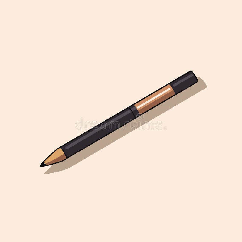 Vector of a Flat Vector Icon of a Black Pen with a Brown Tip on a Beige ...