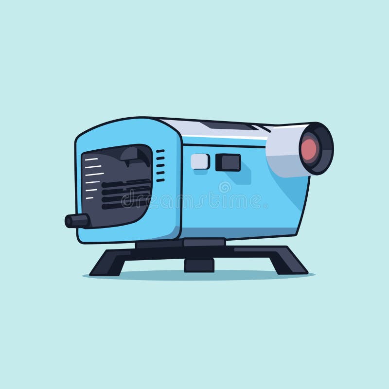 Vector of a Flat Icon Vector of a Blue Projector on a Table Stock ...