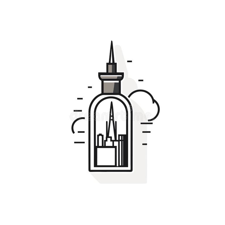 Vector of a Flat Icon of a Bottle with a Spire Inside Stock Vector ...