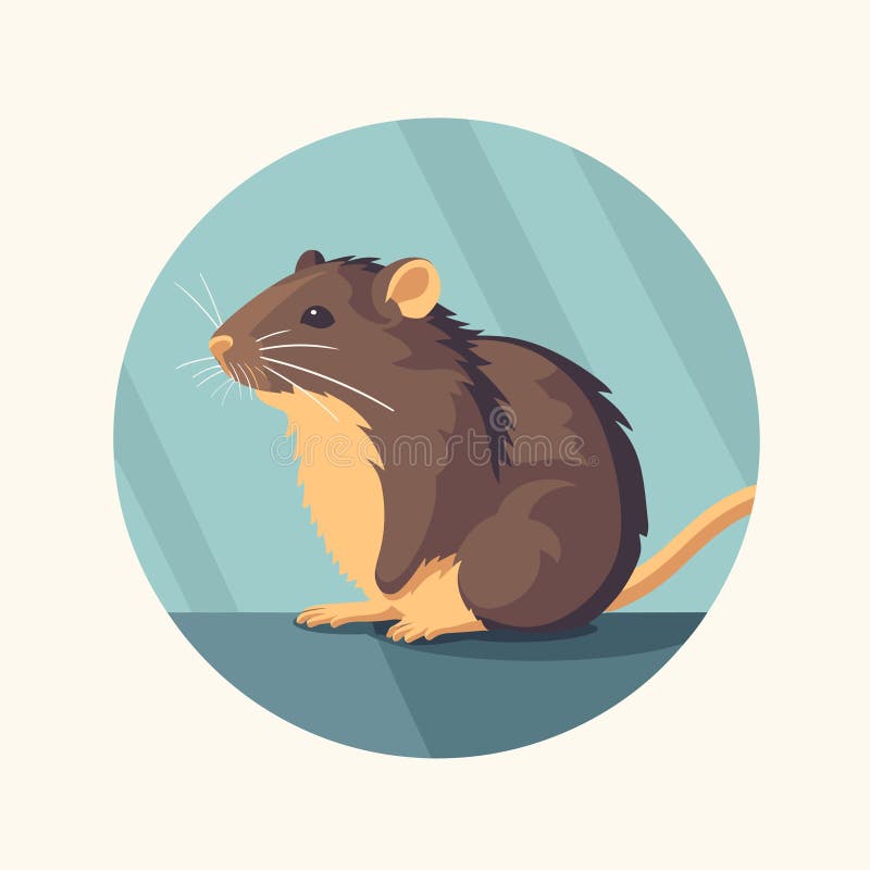 Vector of a Flat Icon of a Brown Rat Sitting on a Table Stock Vector ...