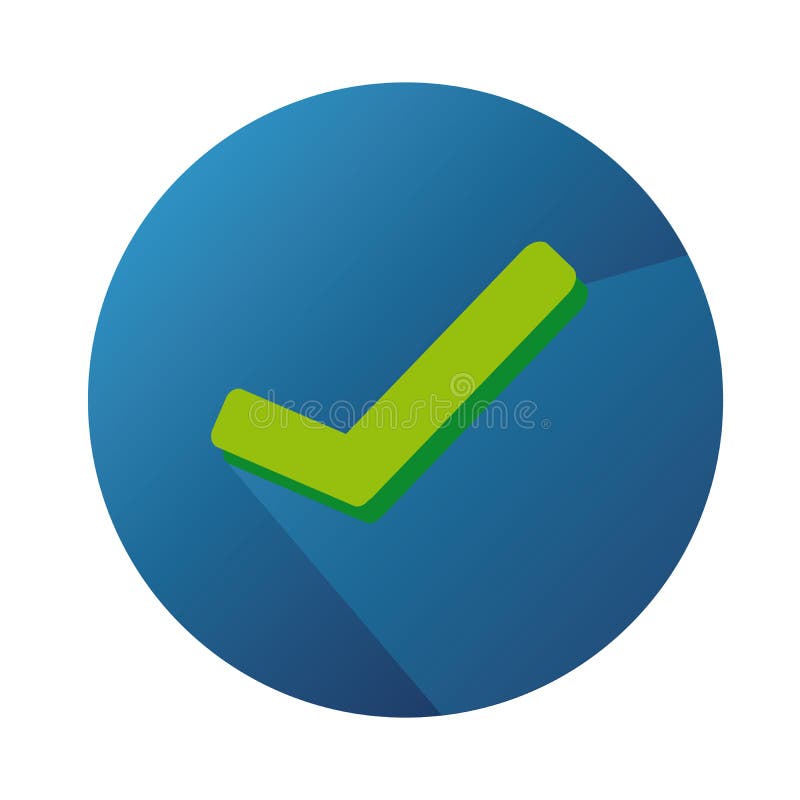 Vector Flat Icon with Check Green Mark and Blue Button Stock ...