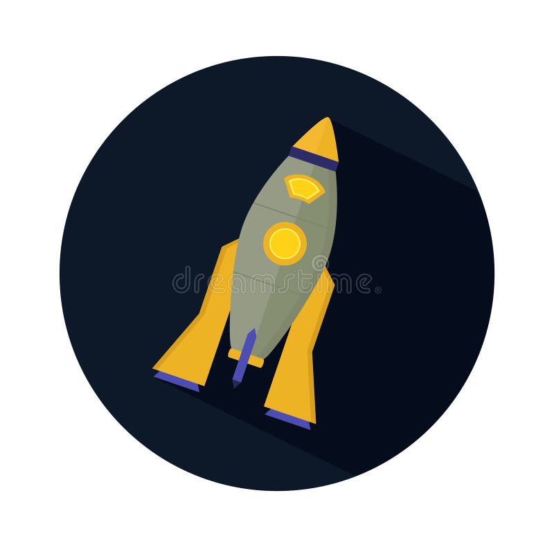Vector Flat Icon Design of Space Rocket - Universe Round Stock Vector ...