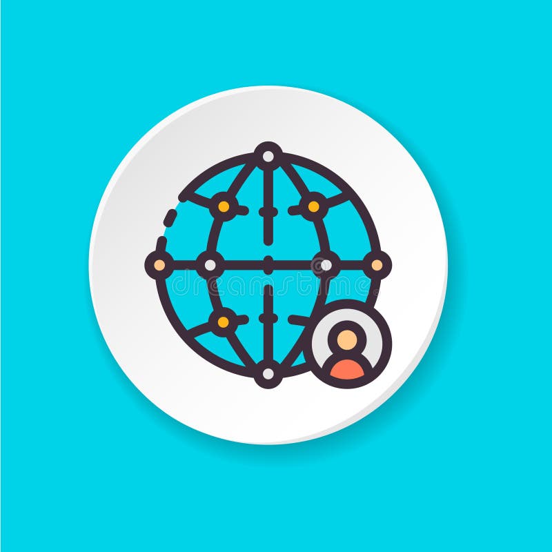 Vector Flat Icon Global Network. Button for Web or Mobile App. Stock ...