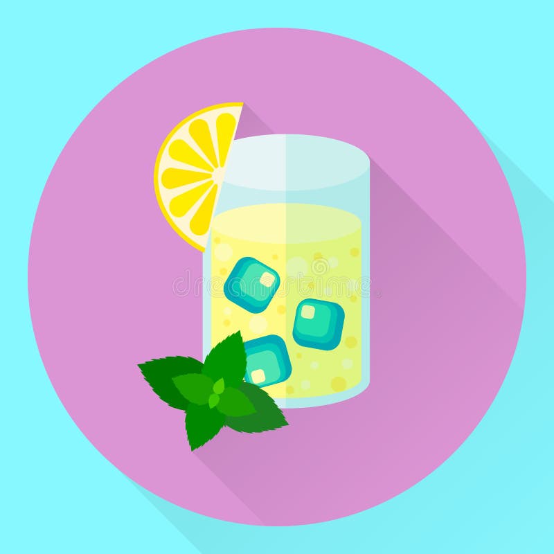 Vector Flat Icon Lemon Mint Cocktail, Glass, Ice Stock Vector ...