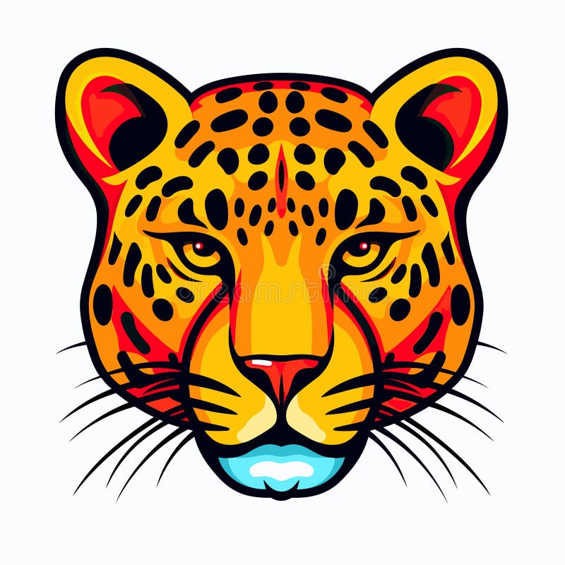 Vector of a Flat Vector Icon of a Leopard S Head with a Yellow and ...