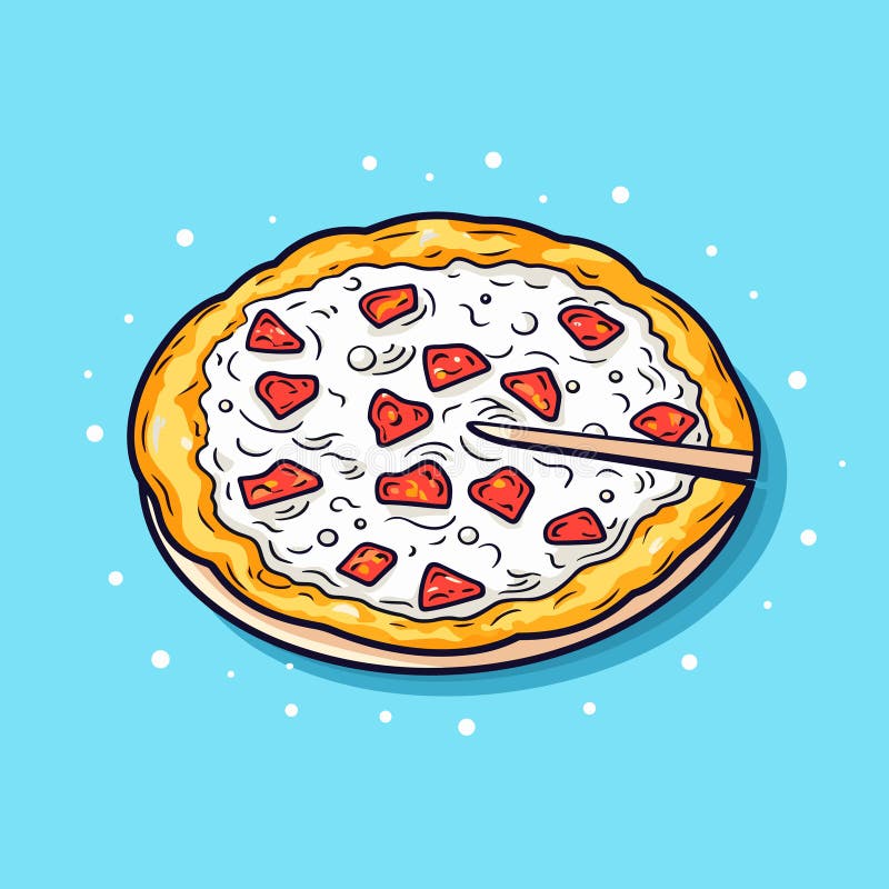 Vector of a Flat Icon of a Pizza on a Plate with a Fork in it Stock ...