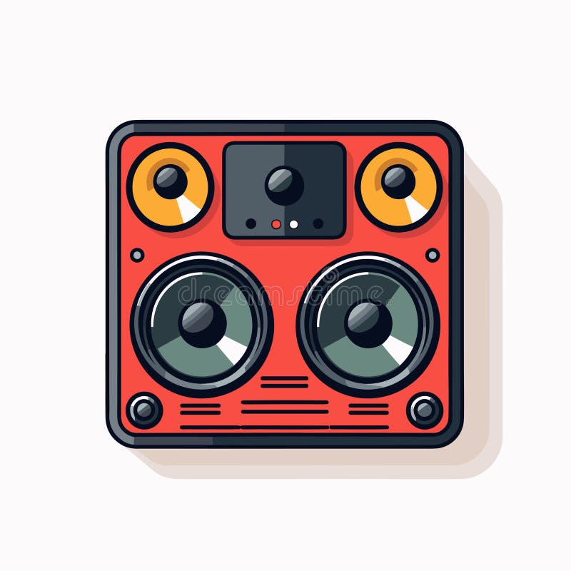 Vector of a Flat Icon of a Red Radio with Speakers on Top Stock Vector ...