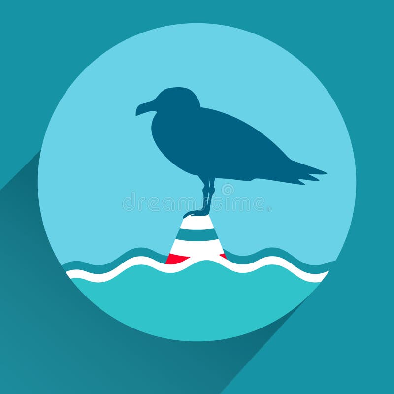 Vector Flat Icon of Seagull Stock Vector - Illustration of animal ...