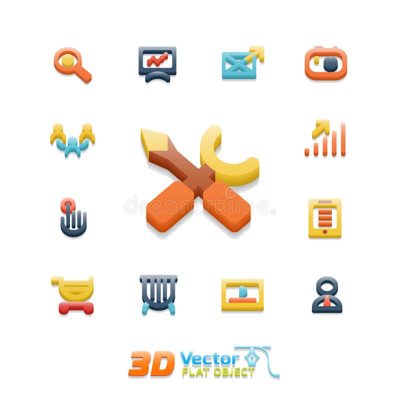 Vector flat icon set stock vector. Illustration of player - 64964474