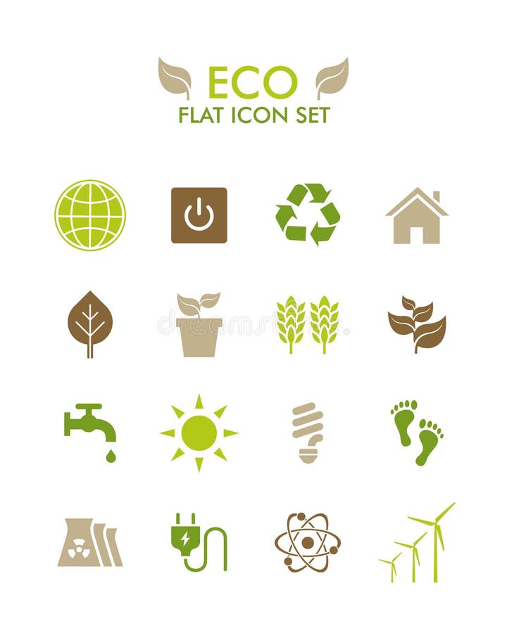 Vector Flat Icon Set - Eco stock vector. Illustration of ecology - 87534413