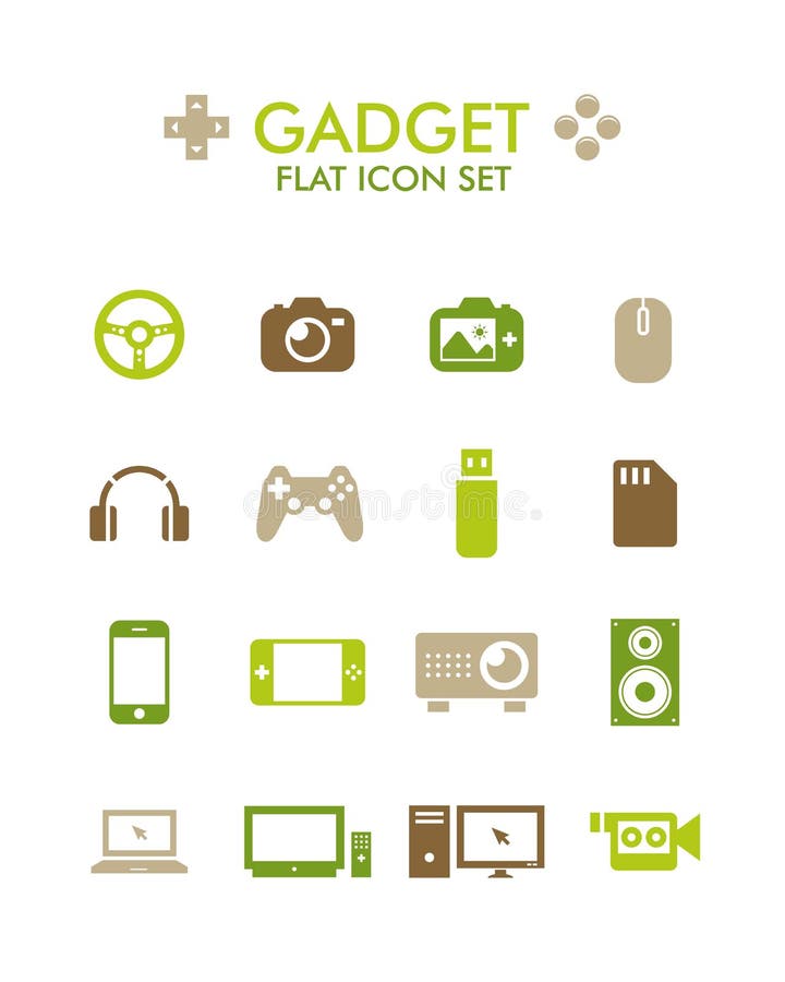 Vector Flat Icon Set - Gadget Stock Vector - Illustration of mobile ...