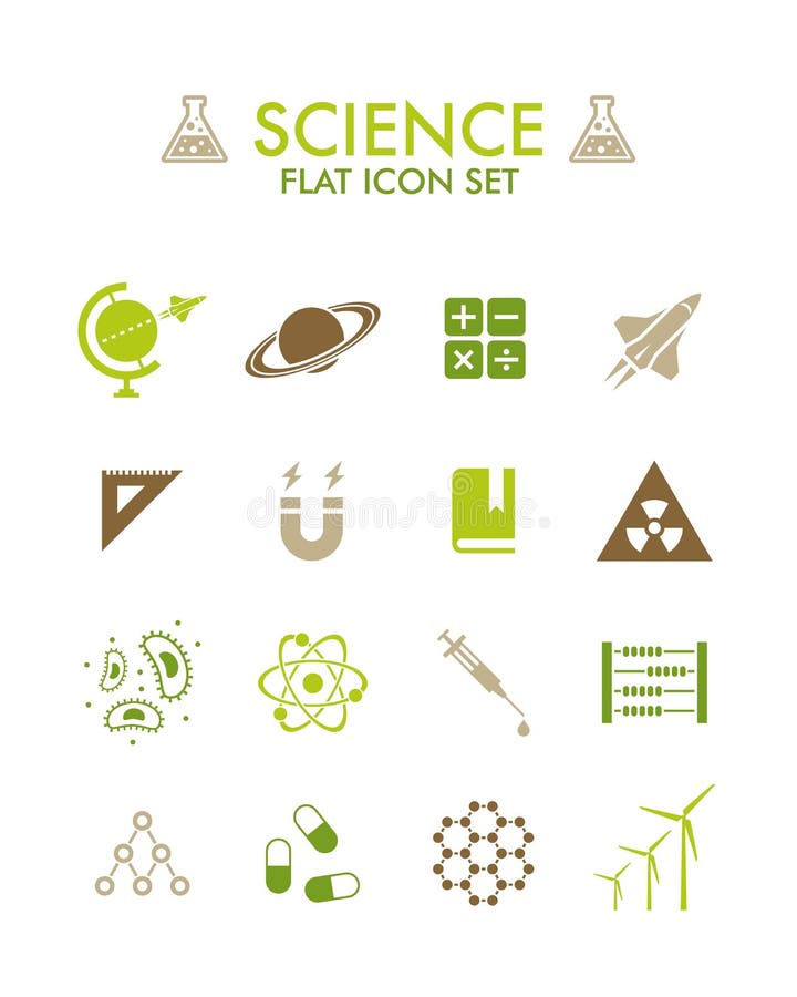 Vector Flat Icon Set - Science Stock Vector - Illustration of herbal ...