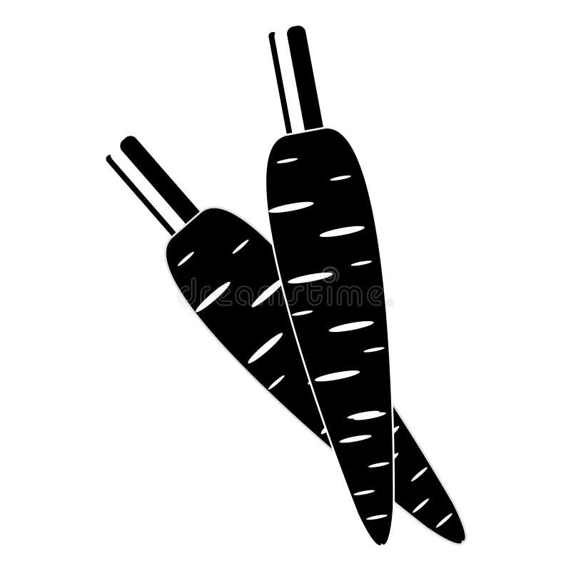 Vector Flat Icon of Two Carrots with Stems Stock Illustration ...