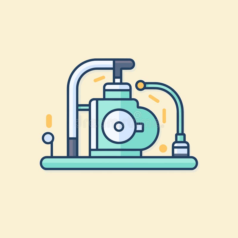 Vector of a Flat Icon Vector of a Water Pump with a Hose Connected To ...
