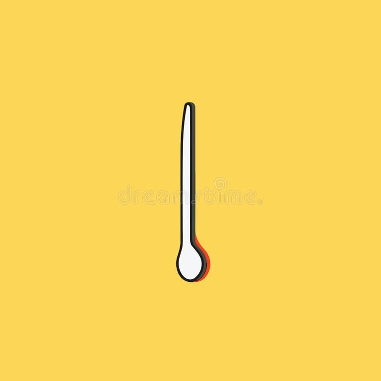Vector of a Flat Icon of a Yellow Thermometer on a White Background ...