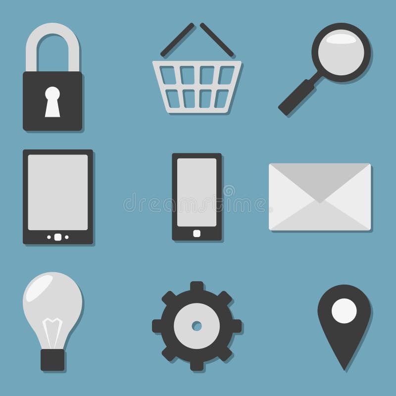 Vector flat icons stock vector. Illustration of locker - 35320156