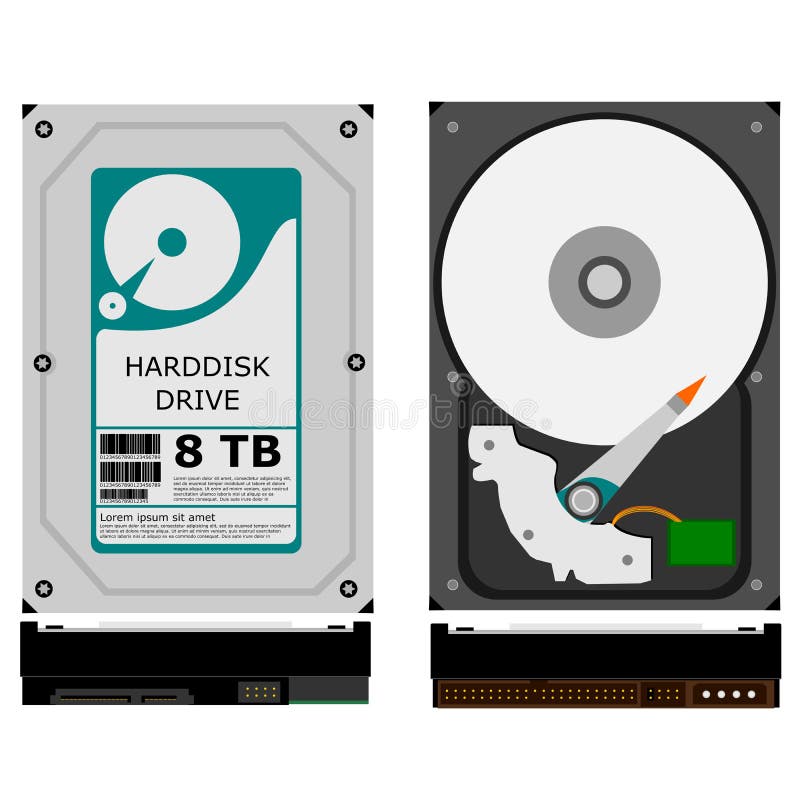 Vector Flat Illustions for Hard Disk Drive Internal Storage Data and ...