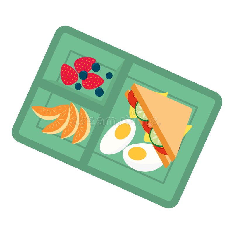 Vector Flat Illustrated Meal Trays and Plates Stock Vector ...