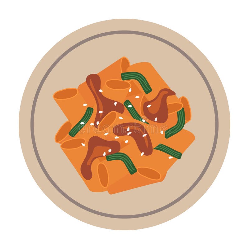 Vector Flat Illustrated Pasta and Salad Combinations Stock Vector ...