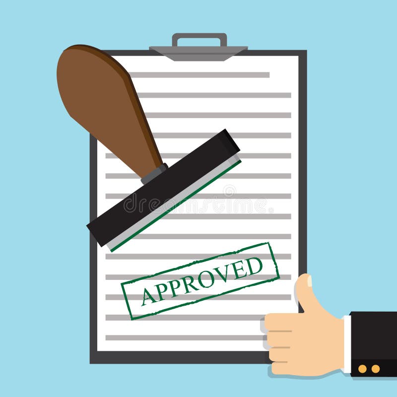 Vector Flat Illustration. Approved Paper Document, Green Approve Stock ...