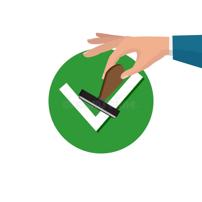 Vector Flat Illustration. Approved Paper Document, Green Approve Stock ...