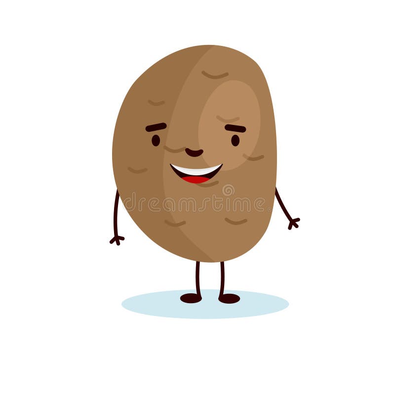 Vector Flat Illustration of Cheerful Cartoon Potato Isolated on White ...