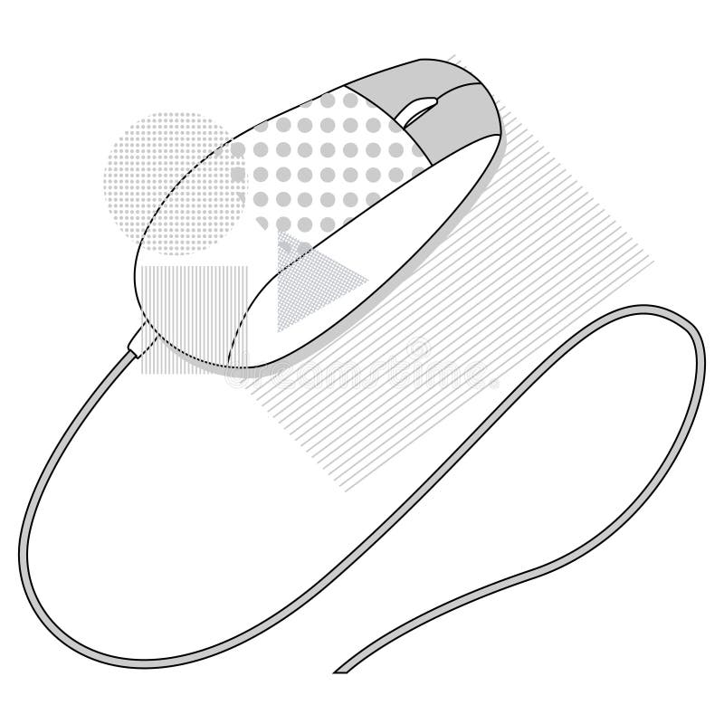 Vector Flat Illustration Computer Mouse Using Lines, Abstract Elements ...