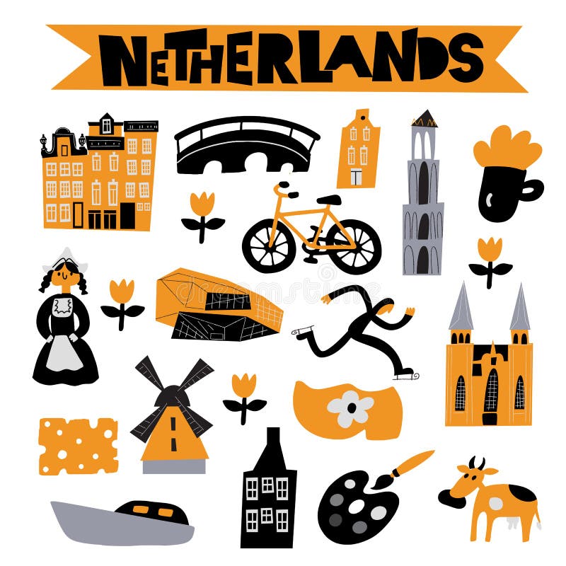 Traditional Symbols Of The Netherlands Stock Vector - Illustration of ...