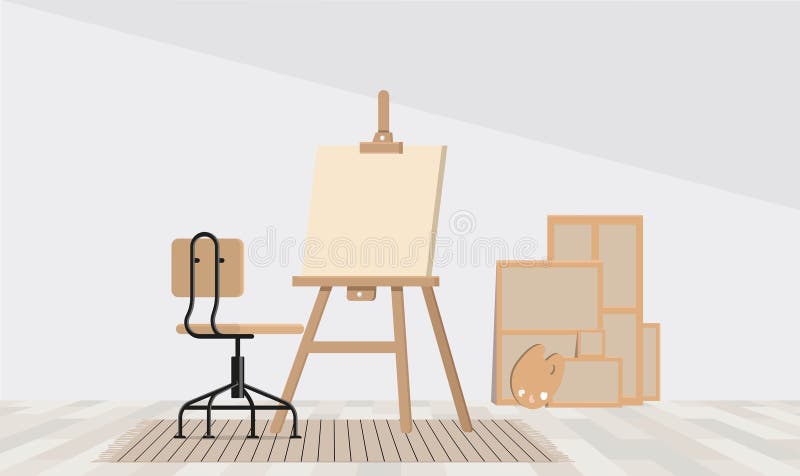 Modern Studio Interior with Artist S Workplace Stock Vector ...