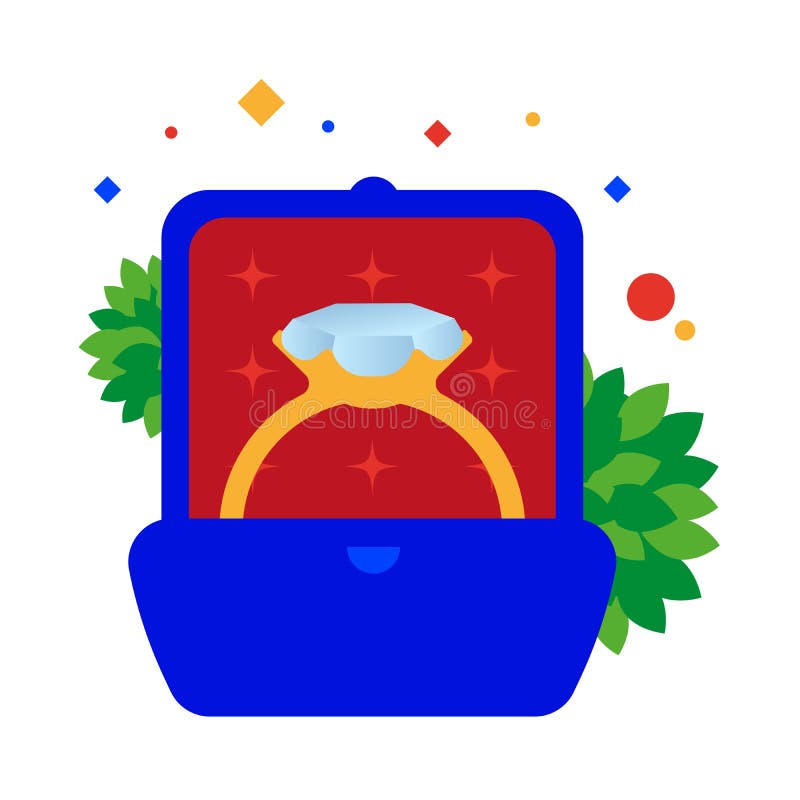 Diamond ring in a box. stock vector. Illustration of jewel - 123254750