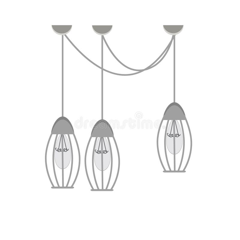 Vector Flat Illustration. Hanging Ceiling Lamp in Modern Style Stock ...