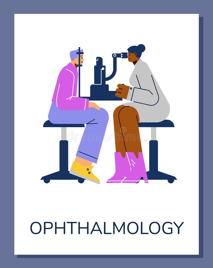 Vector Flat Illustration of Optometry, Ophthalmology Diagnostics ...