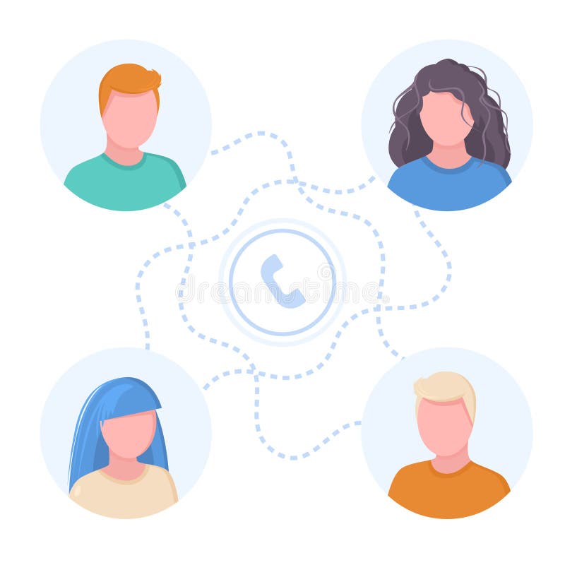 Flat Illustration with People Calling Each Other Stock Vector ...