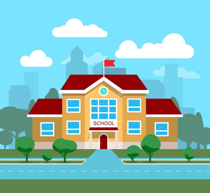 Vector Flat Illustration of School Building, for Poster, Banner, Etc ...